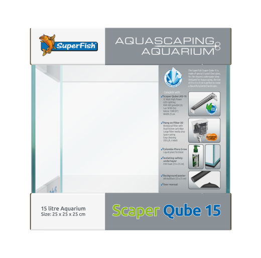 Superfish Scaper Qube 15 Litre Aquarium Set