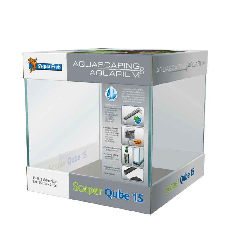 Superfish Scaper Qube 15 Litre Aquarium Set